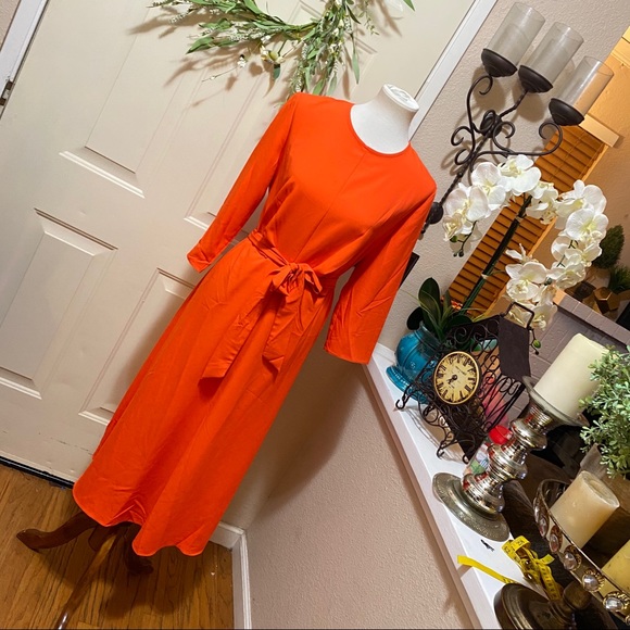 ASOS | Dresses | Asos Nwt Tangerine Colored Tie Waist Midi Dress | Poshmark